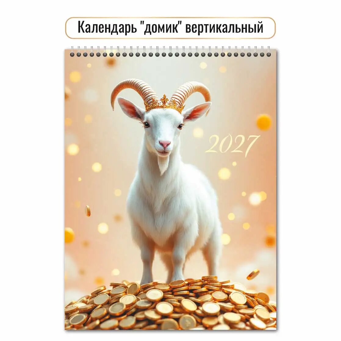 Календарь-домик вертикальный 2027 с символом года, бумажный, для дома и офиса