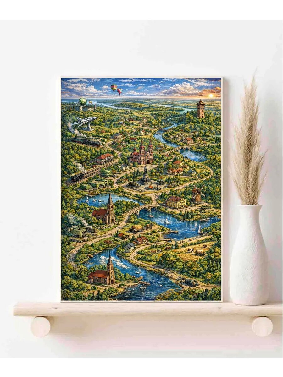 Нестеров, Россия, Fantasy Map, Карта, Плакат 30x42см