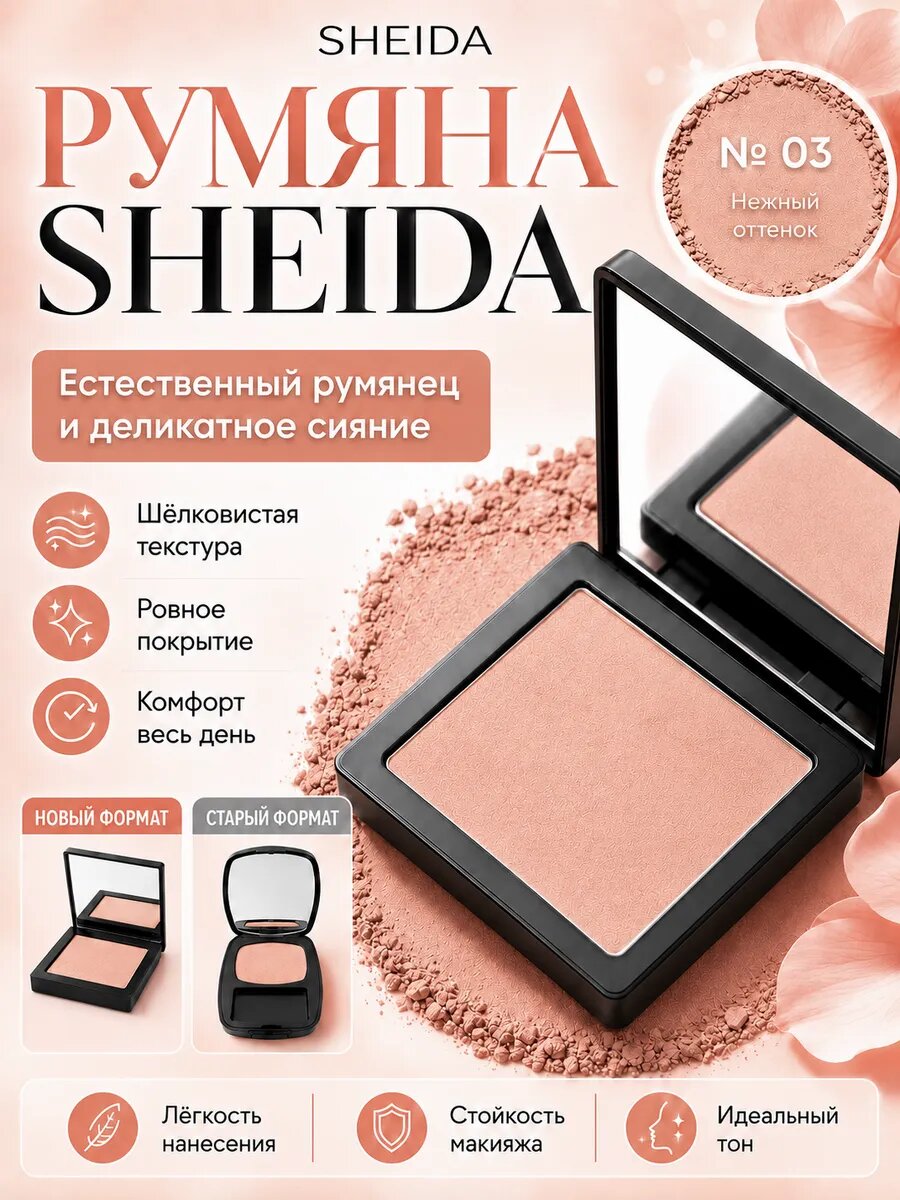 Розовые сухие румяна для лица