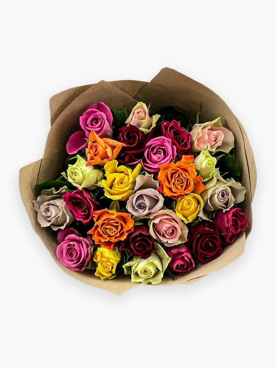 Монобукет Букет Маркет, роза кенийская, 11 цветков, крафт-бумага, 40 см