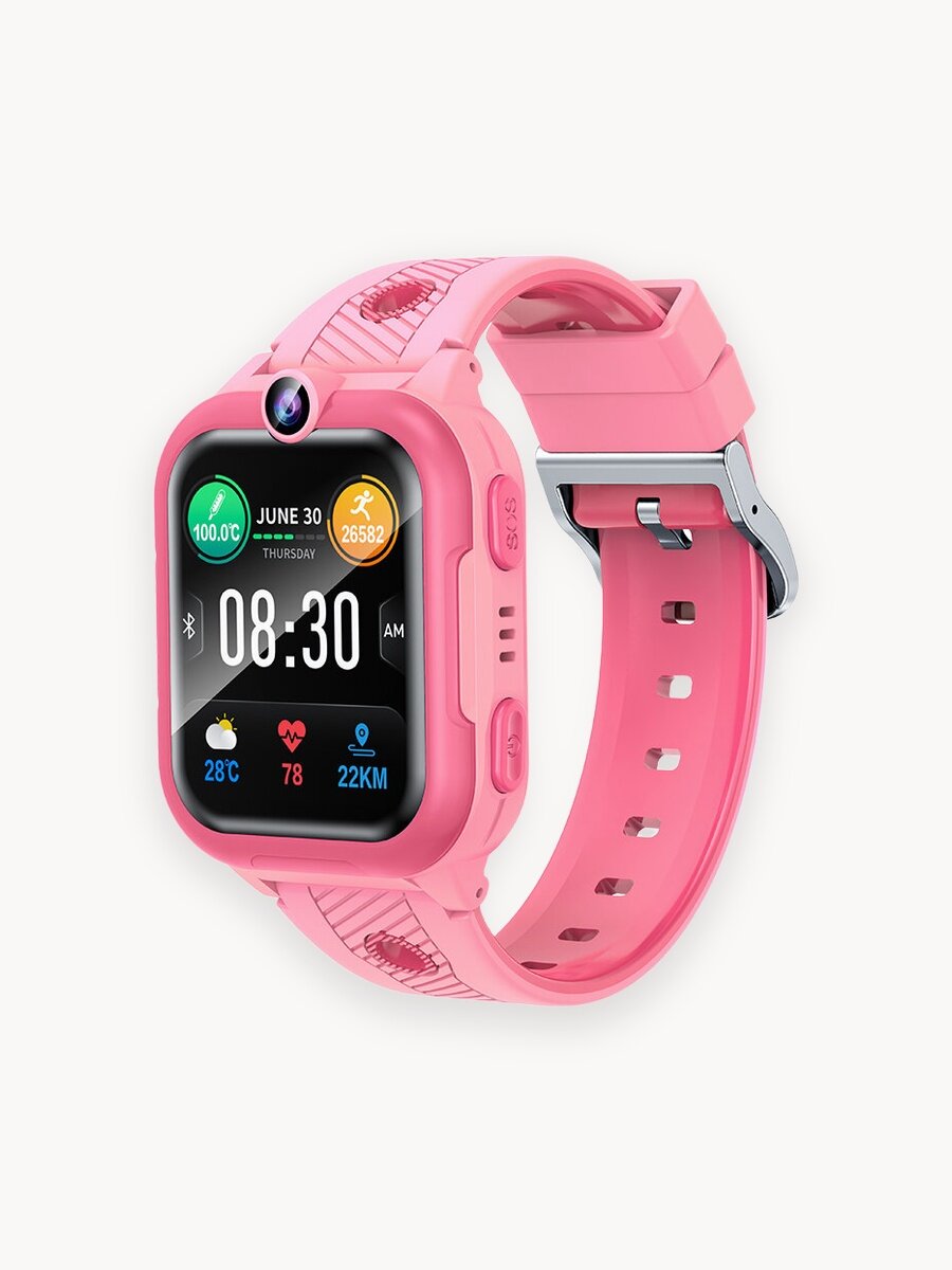 Детские часы Awei H30 Children Talk Smart Watch, Sim 4G, Звонки/Видеосвязь/GPS карта отслеживания, Розовый