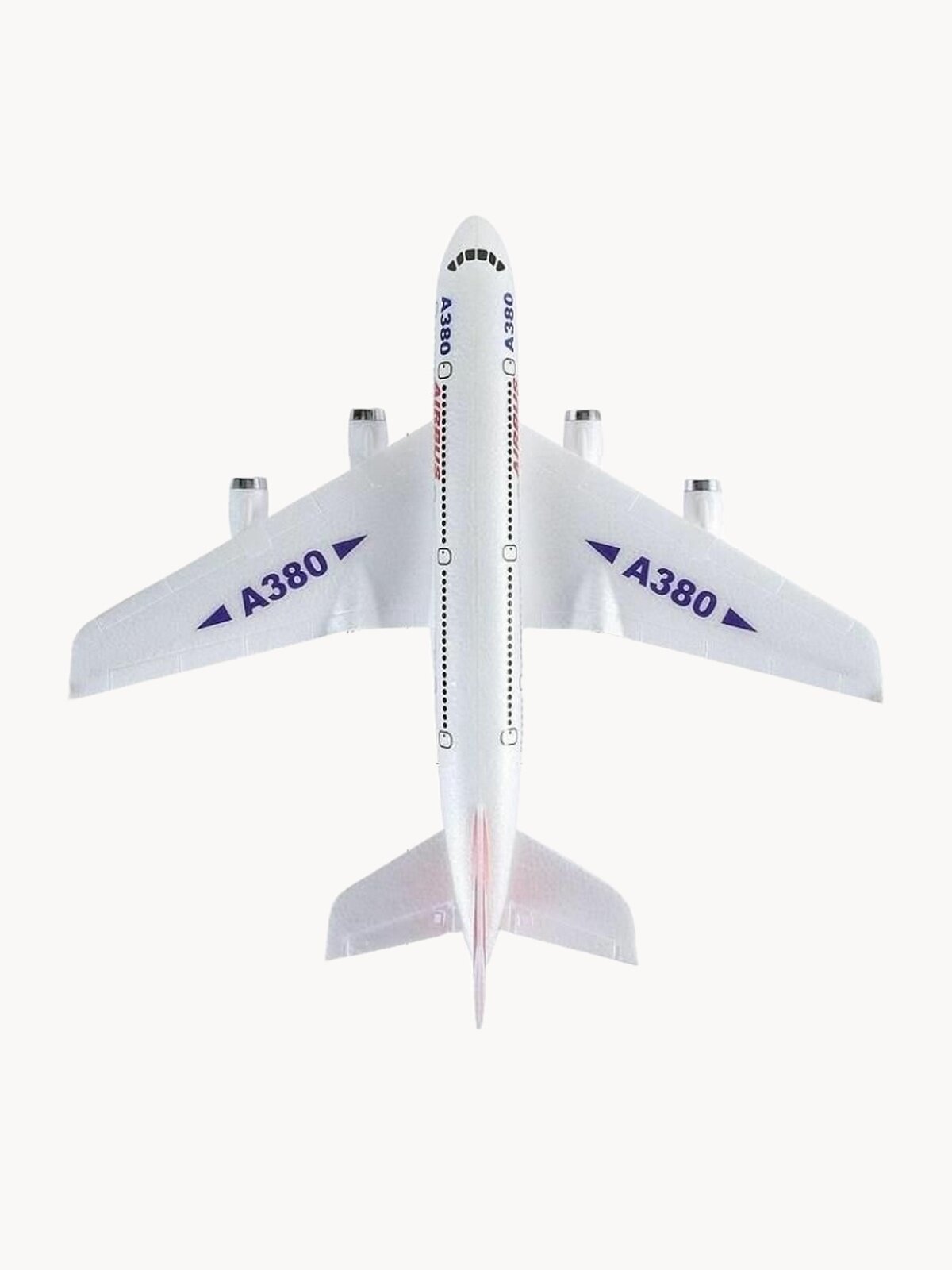 Самолет на радиоуправлении "Авиалайнер A380", световые эффекты, белый