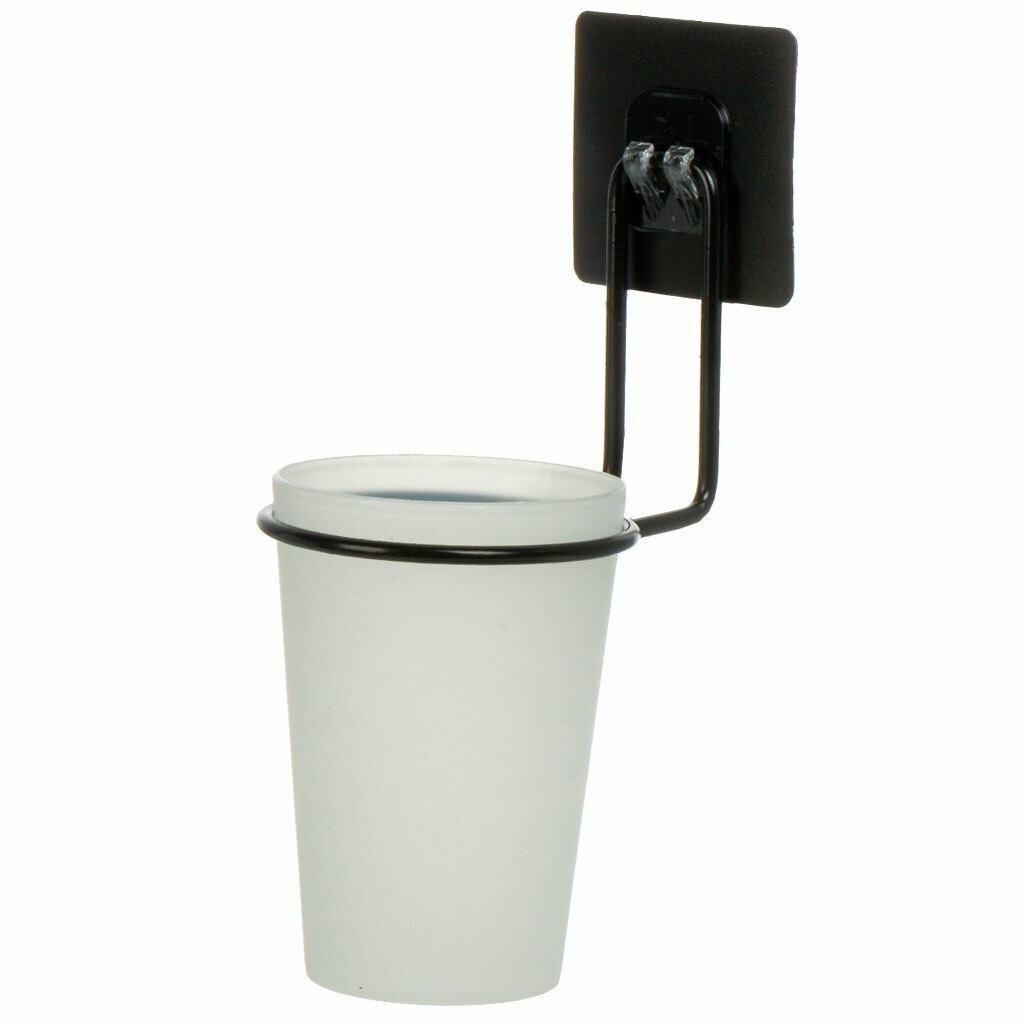 Стакан для ванной Potato P2806 на липучке, пластик, белый, настенный монтаж, с держателем