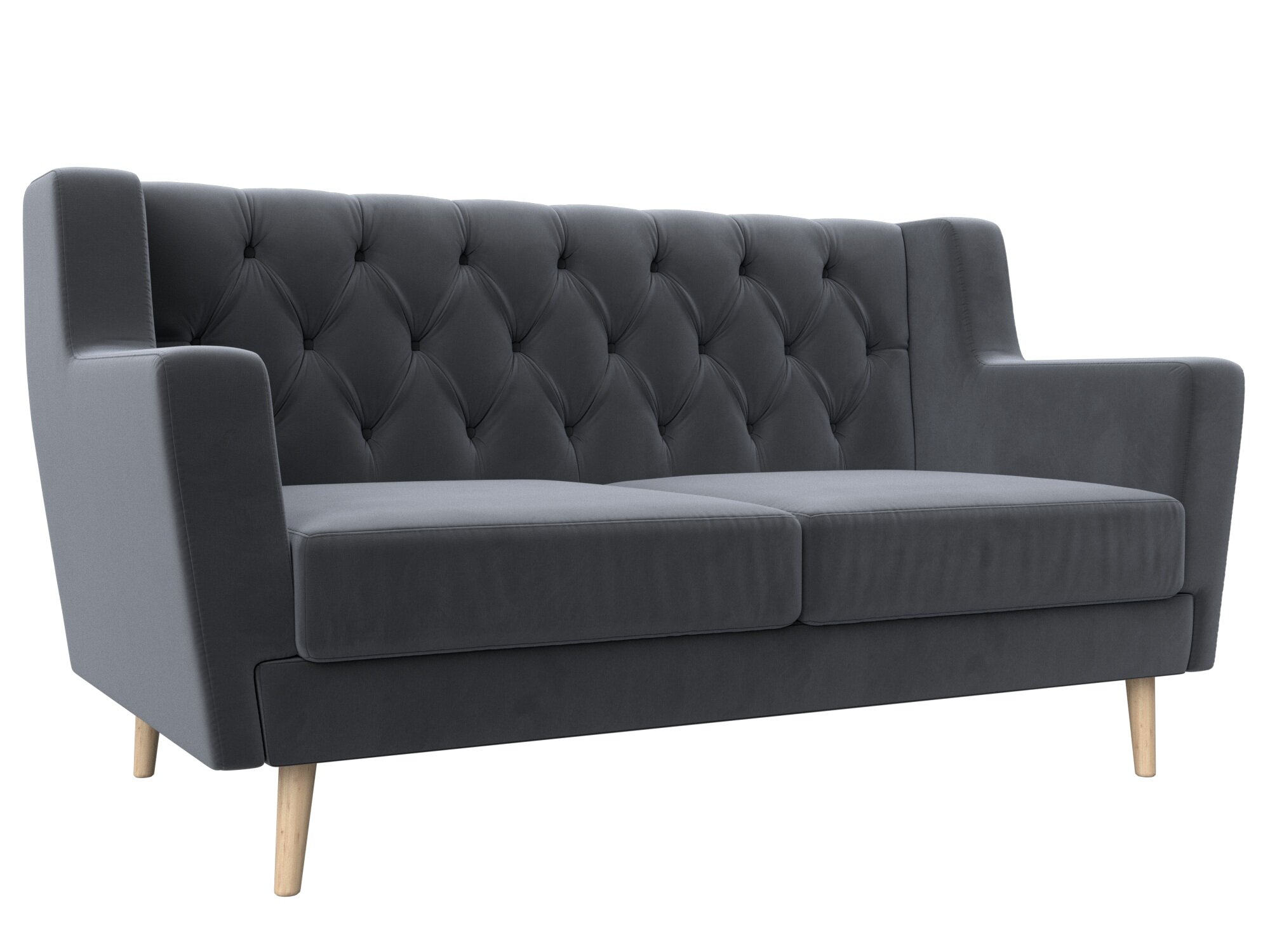 Диван кухонный прямой Брайтон 2 Люкс, велюр, механизм нераскладной, серый, 139x77x85см. Хит Диванов