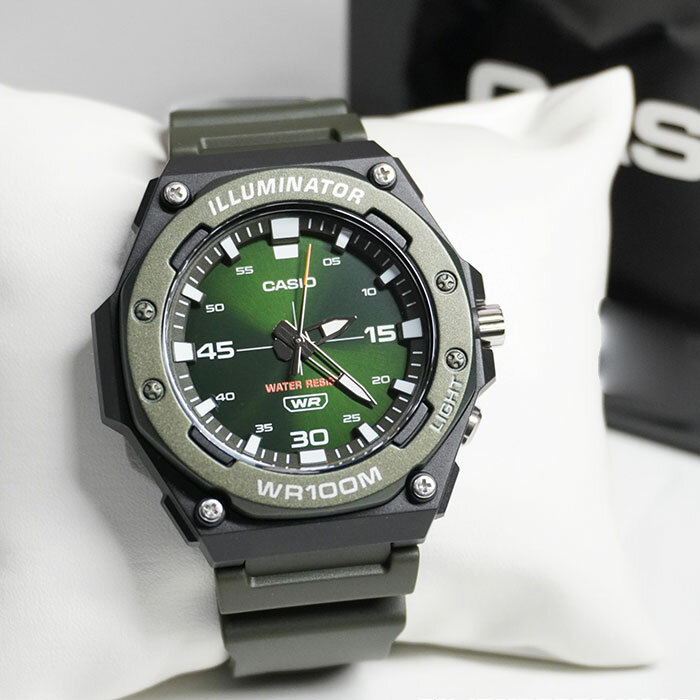 Наручные часы CASIO Collection, зеленый, хаки, черный — фото 1