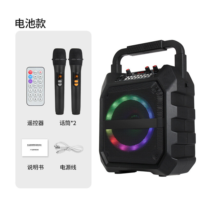 Портативная Bluetooth-колонка J.I.Y K6S для караоке + автомобильный микрофон + беспроводной петличный микрофон