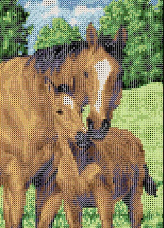 Набор для вышивания Каролинка #кткн 191 (Р) Лошади, Несчетный крест, 15.8 х 20.5 см