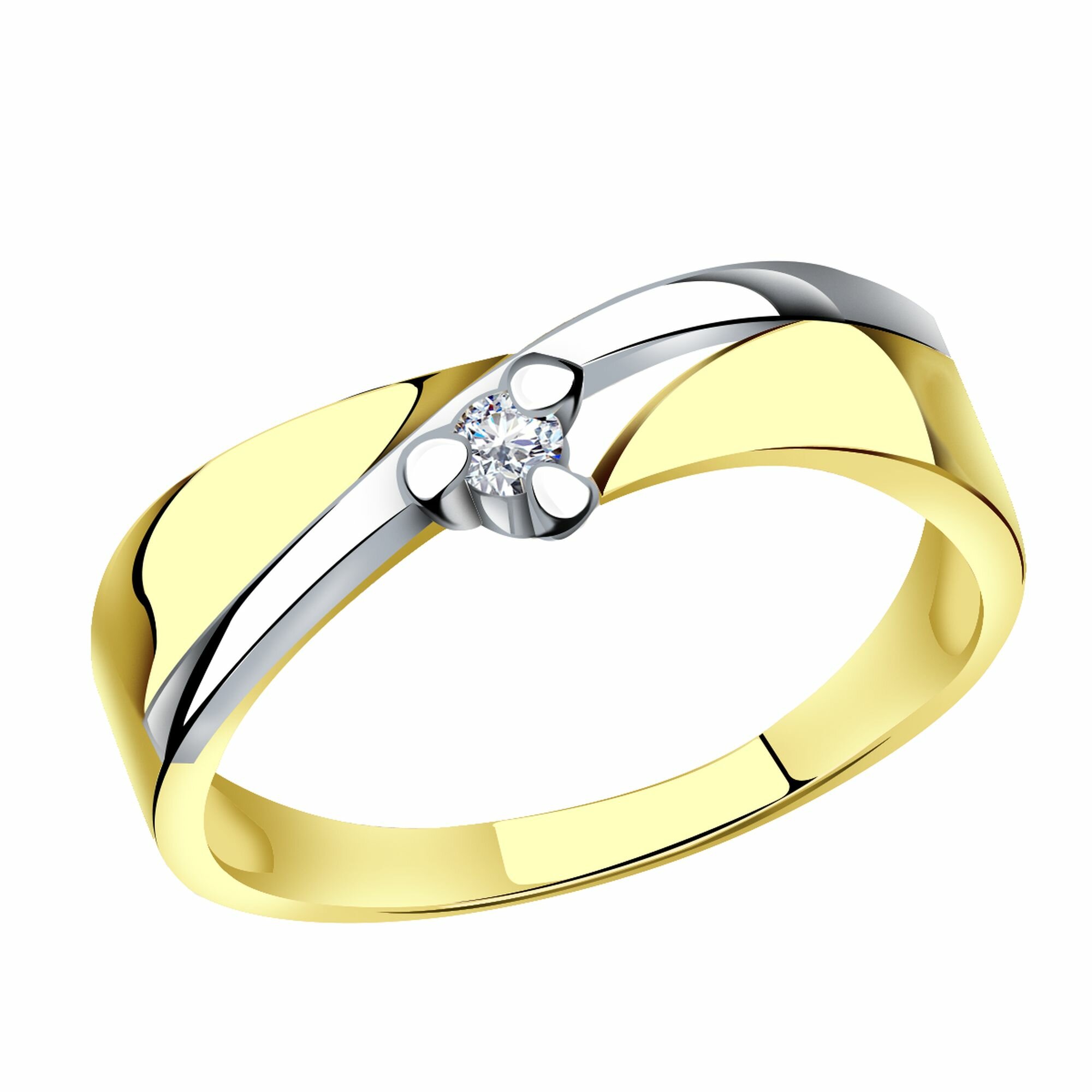 Кольцо, желтое золото, 585 проба, бриллиант