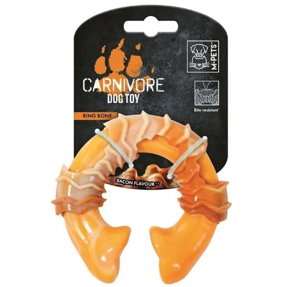 M-PETS Игрушка для собак Карнивор круглая кость, вкус бекона, желтая 10.8x9.7x3.6см