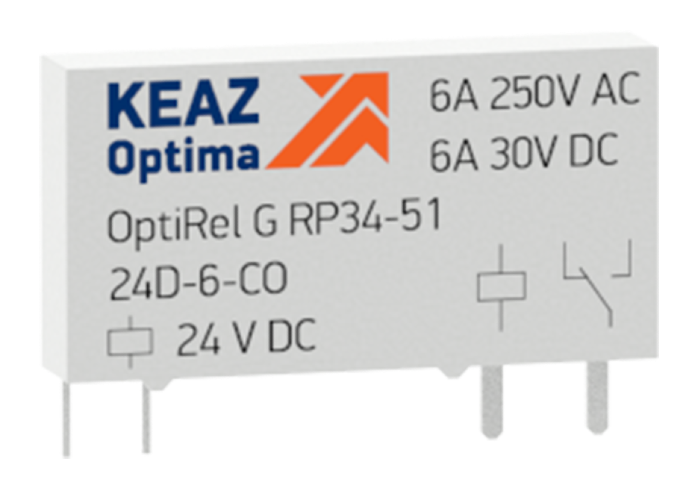 Реле промежуточное КЭАЗ OptiRel G RP34-51-24D-6-CO, 5x15x28мм, 6А 24В AC/DC, 281143 / электрика
