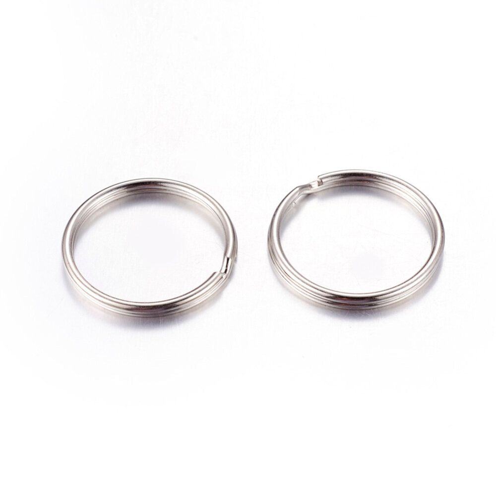 Основа под брелок, 30мм, кольцо двойное, базовый материал - железо, стального цвета, 40 грамм