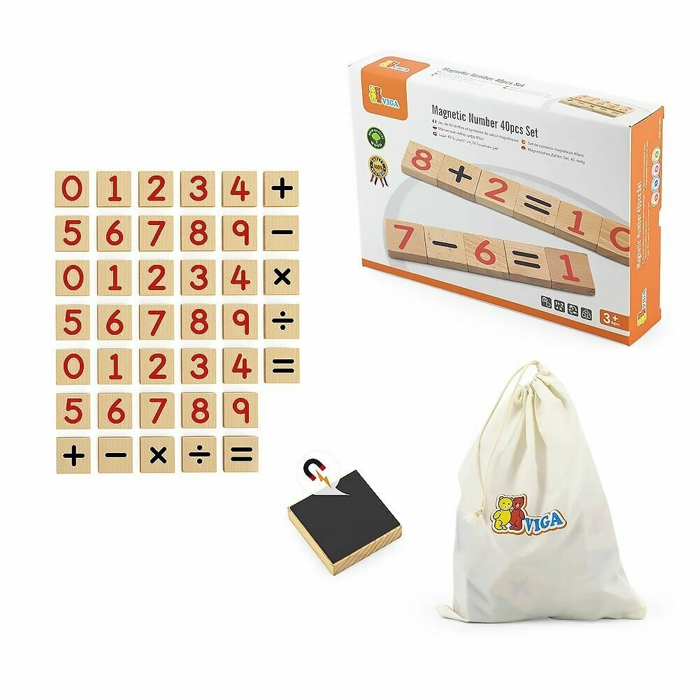 Набор Цифры на магните 40 элементов (дерево) Viga, 50591