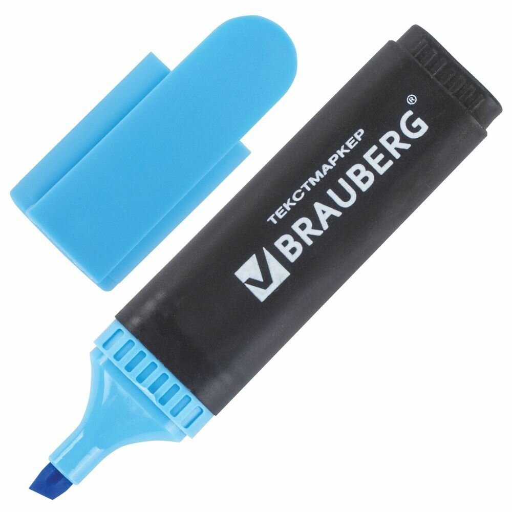 Текстовыделитель BRAUBERG "Contract", голубой, линия 1-5 мм, 150391 (3 штуки в упаковке)