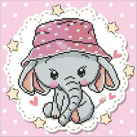 Алмазная мозаика Слоник Ксюша 30x30 см.