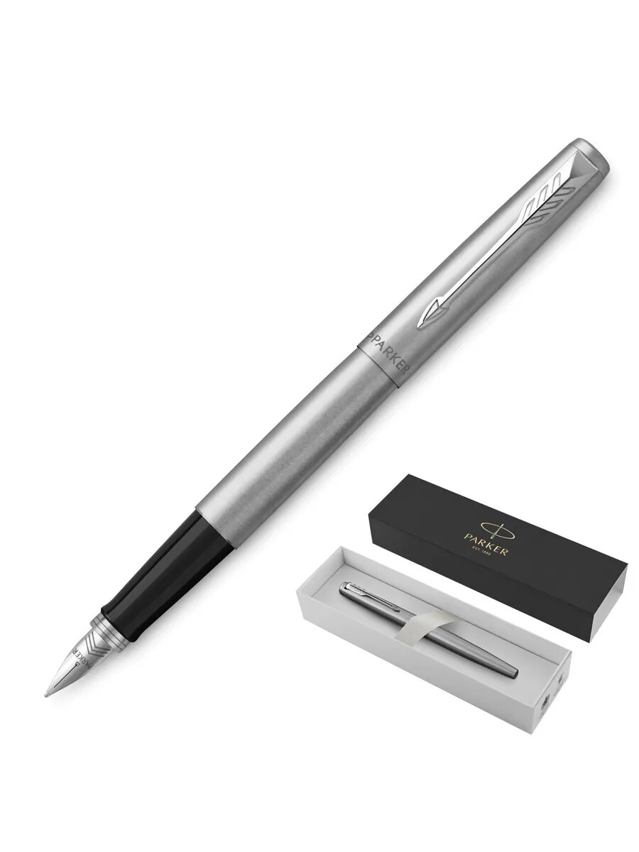 Ручка перьевая, корпус серебристый, синяя