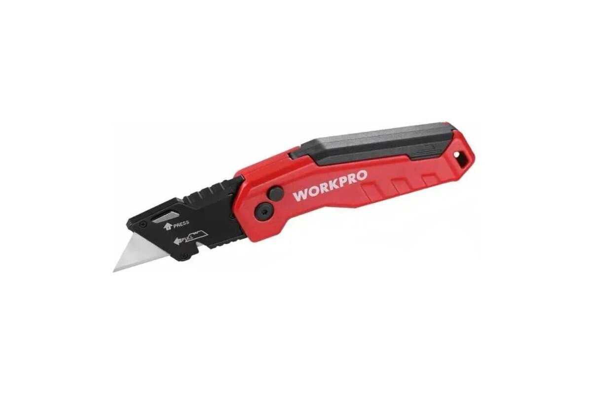 WORKPRO НОЖ алюминиевый складной быстрое открытие, красный WP211026