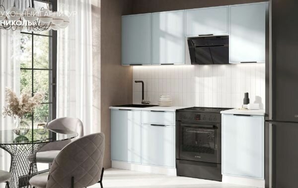 Кухонный гарнитур МиФ Николь, модульный, цвет Браш Деним, 2,1 м