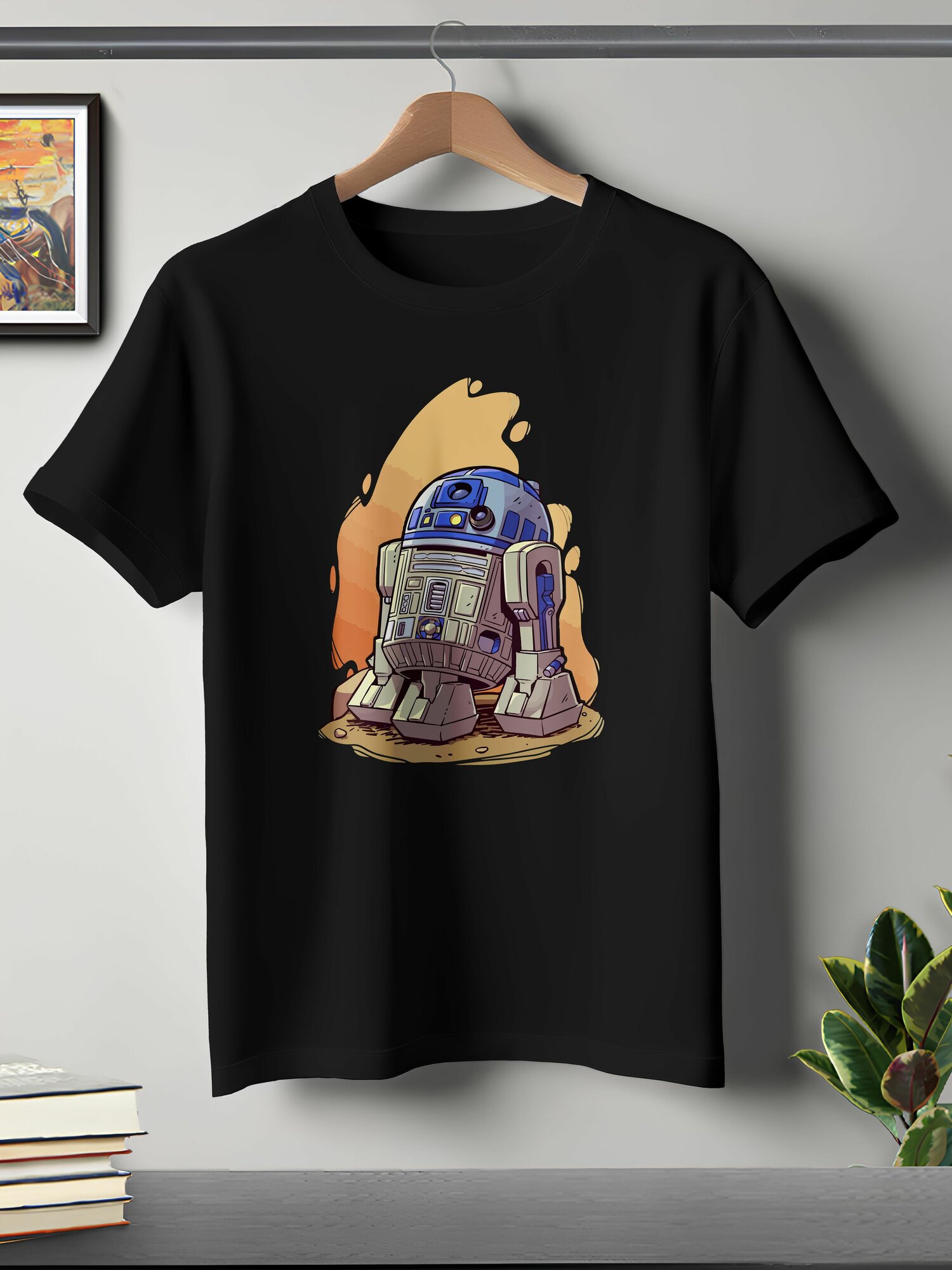 Футболка  Детская ONEQ 158 (13-14) размер с принтом R2-D2, черная