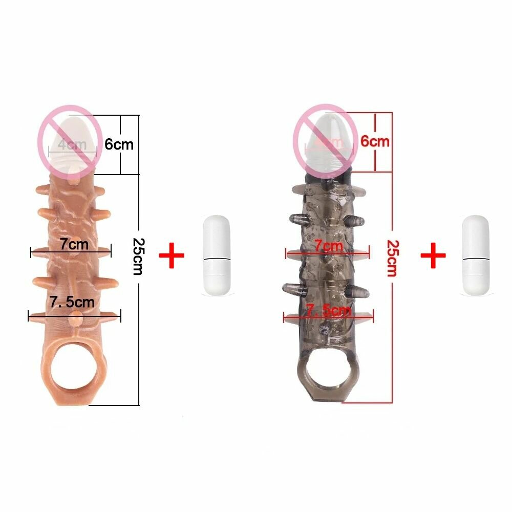 Насадка на член с вибрацией 25 см с закрытой головкой, настоящие ощущения насадки, Многоразовый презерватив