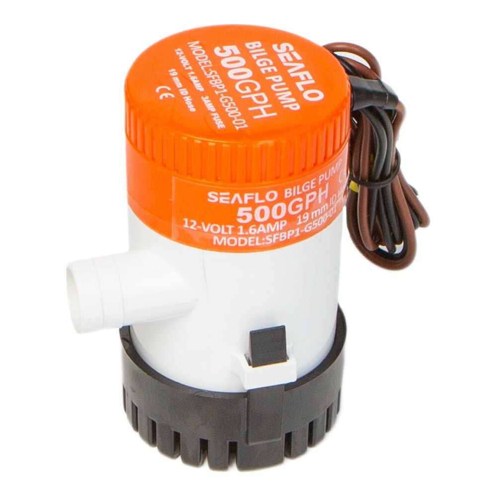 Водооткачивающая трюмная помпа SeaFlo 500 галлон/час, патрубок 19 мм, 12V SFBP1-G500-01