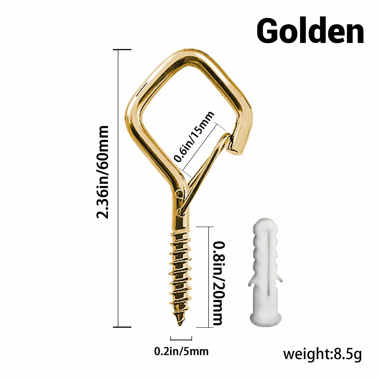 5/10/30/60 шт, Разноцветные квадратные крючки для крепления 60pcs, Golden