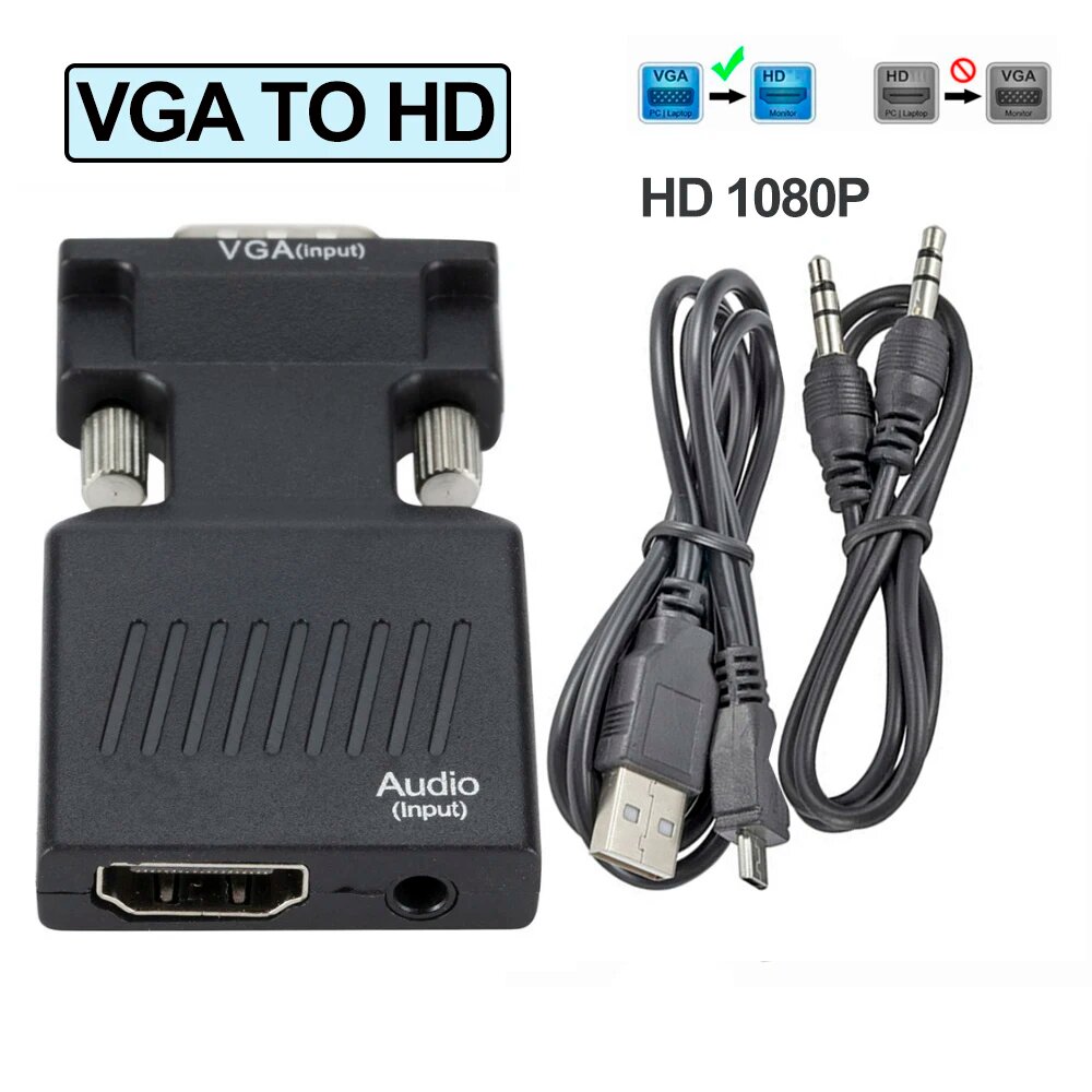 VGA в HDMI конвертер YiFanHeRong, HD 1080P, VGA TO HD
