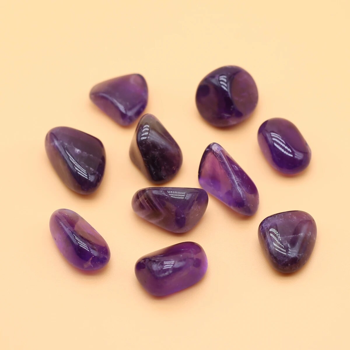 Набор из 10 камней аметист и розовый кварц Фиолетовый, Amethysts