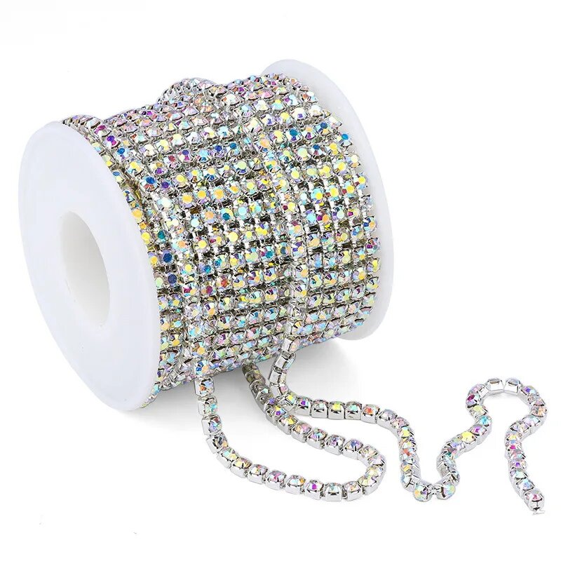 Стразы на цепочке, 1 yard, SS8 2.5mm, Цвет AB