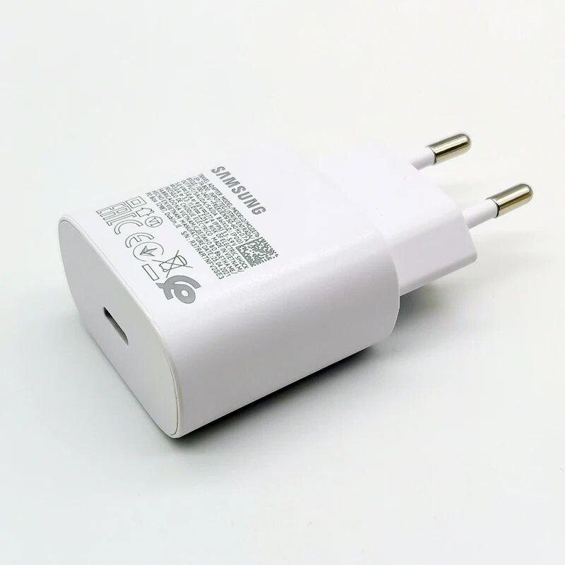 Супербыстрое зарядное устройство Samsung 25 Вт, адаптер типа C для Galaxy S24 S23 White-Charger Only