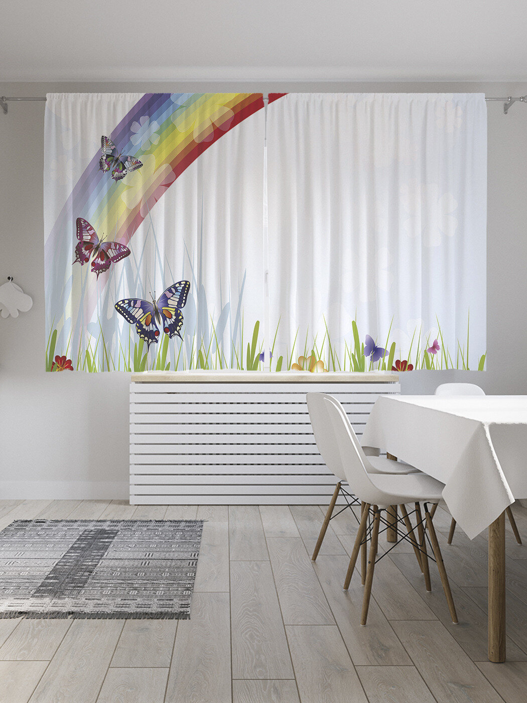 Фотошторы короткие "Винтажная радуга", 2 полотна шириной по 145 см, высота 180 см, JoyArty