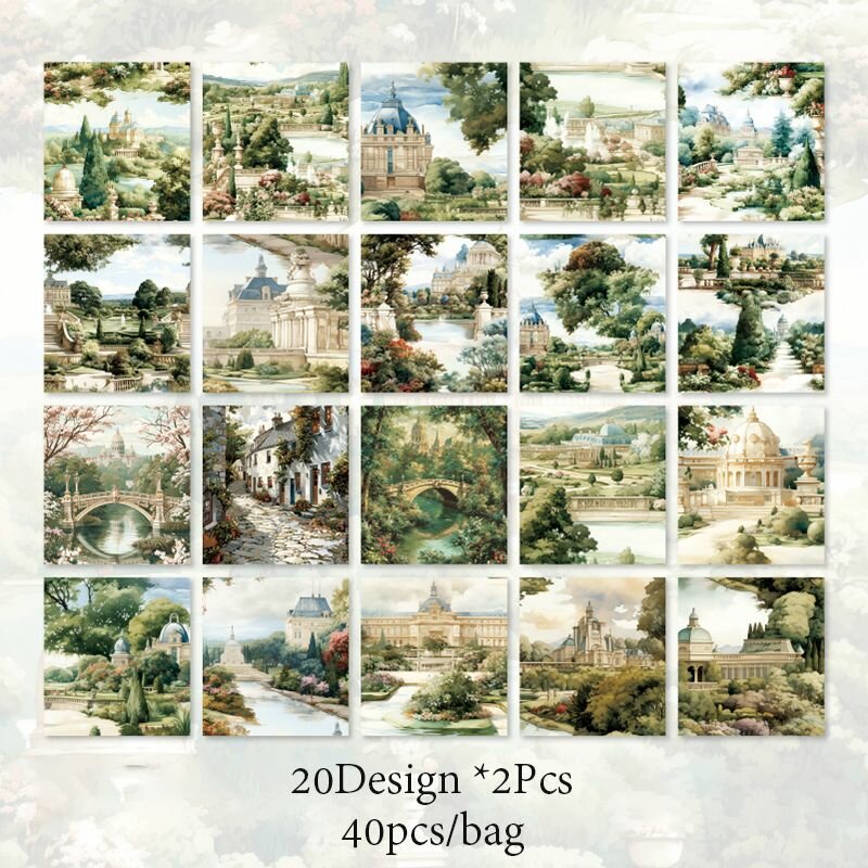 Бумага для скрапбукинга Mr.paper, 40 листов в упаковке, фэнтезийные пейзажи для декора фотоальбомов, открыток и хендмейда, материалы для творчества