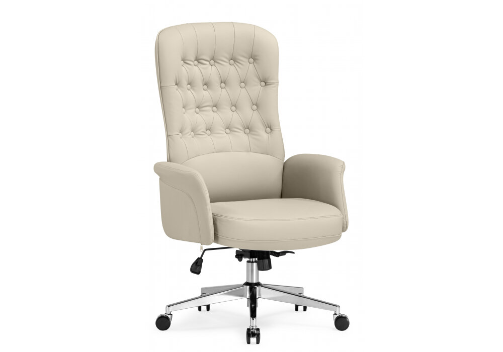 Офисное кресло Oxford woodville серый и хромированный, пластик и экокожа, мягкое сиденье, с подлокотниками