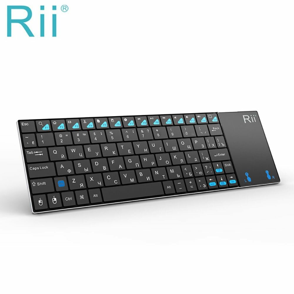 Rii K12 + русская мини 2,4 ГГц беспроводная клавиатура с сенсорной панелью мышь для ПК планшет Android TVbox Windows