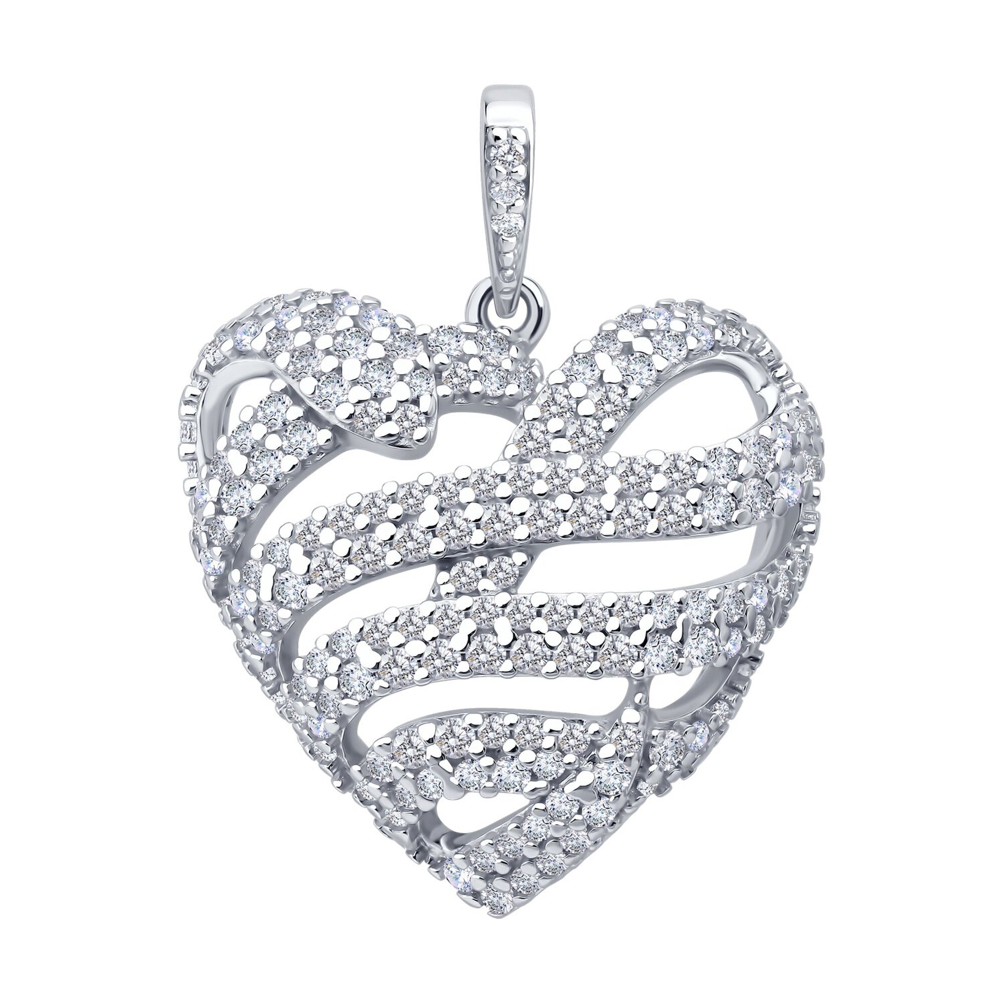 Подвеска, серебро, 925 проба, родирование, фианит