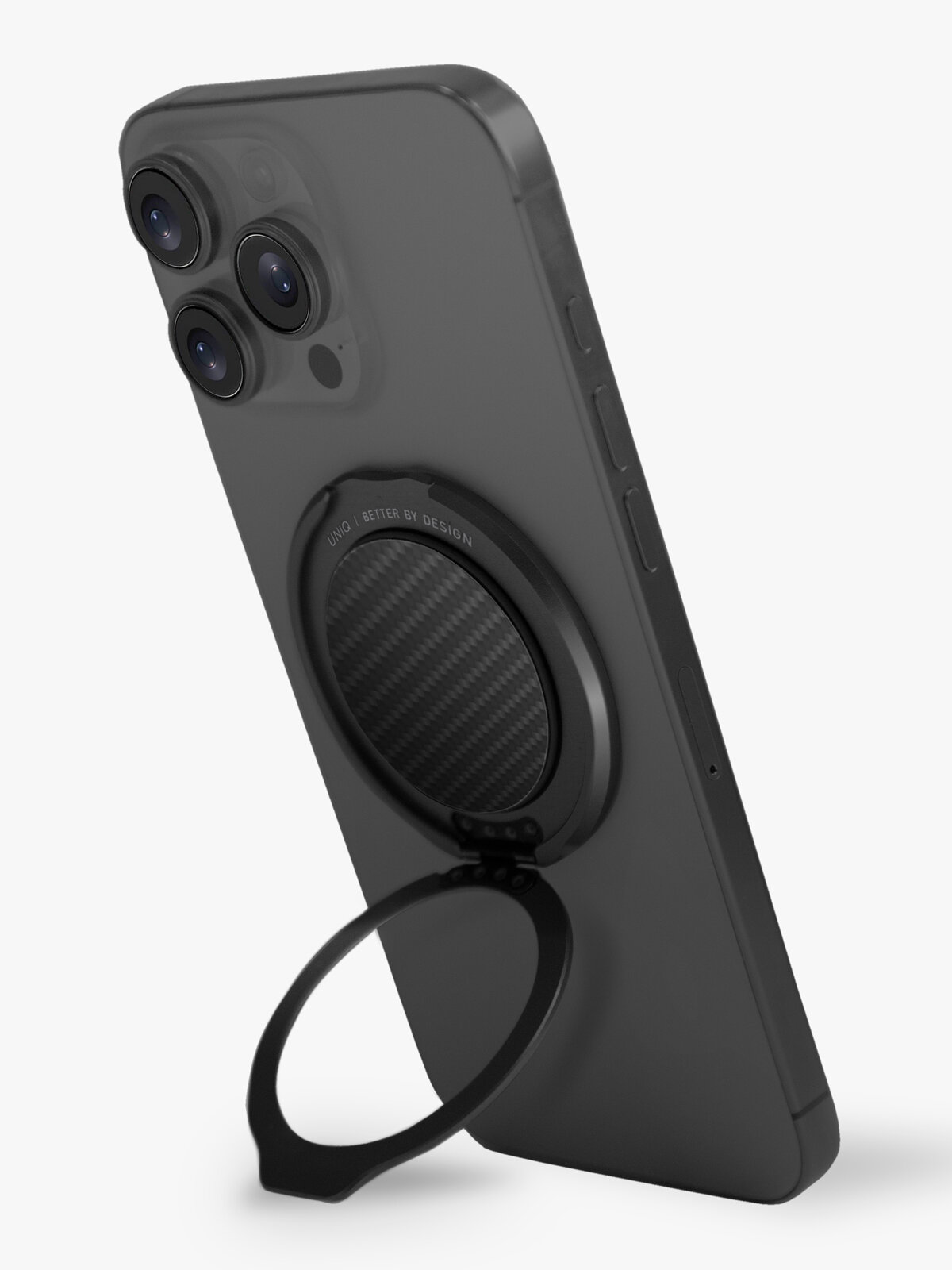 Магнитный держатель Uniq GripFit Premium 360 Magnetic Mount & Kickstand Carbon черный