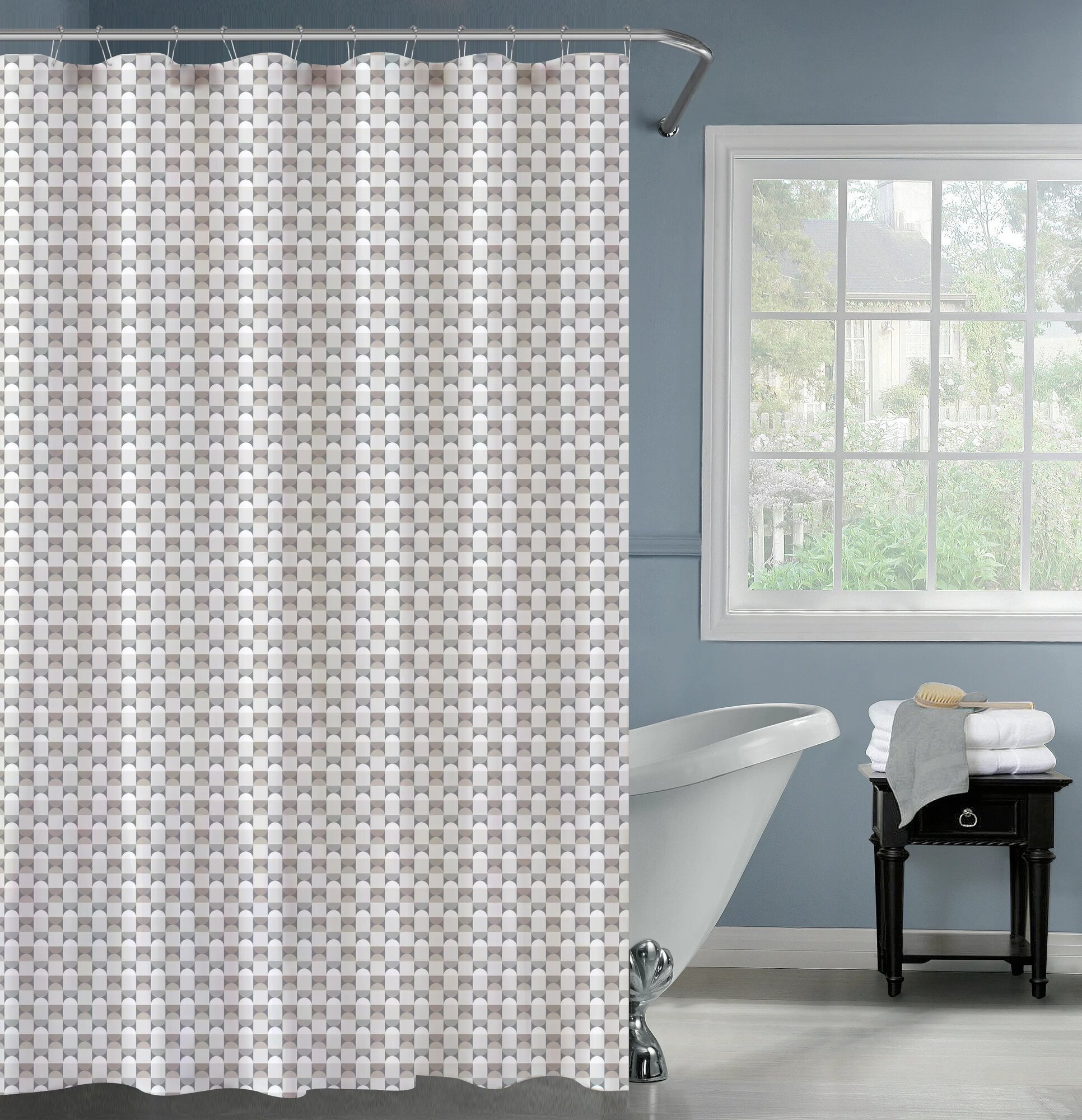 Штора для ванной Swensa Harry SWC-95-37 200x180 см полиэстер цвет серо-бежевый
