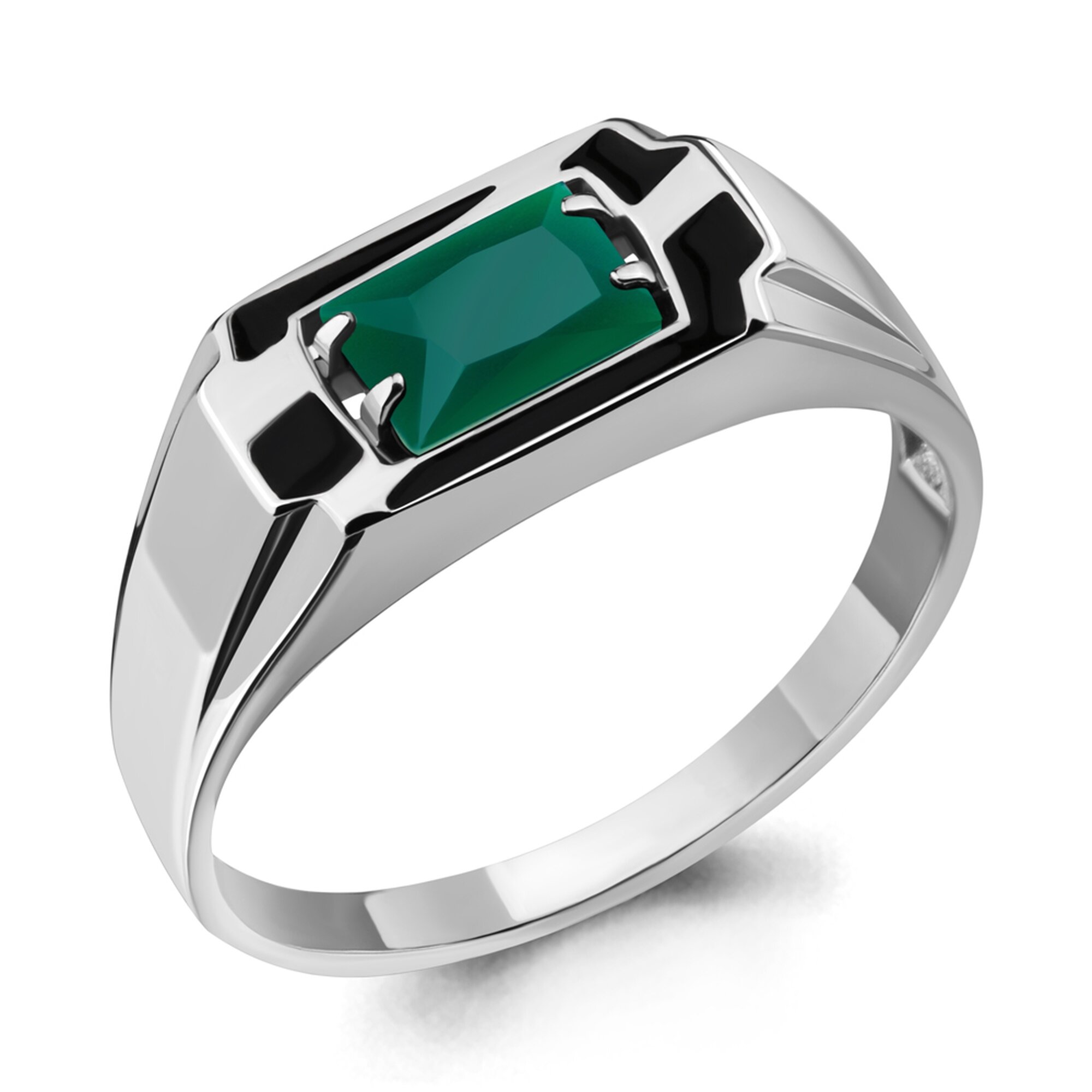 Печатка, серебро, 925 проба, эмаль, агат