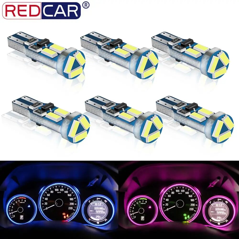 Светодиодная лампа T5 для приборной панели автомобиля, 6 шт, 7 светодиодов, SMD 4014 Синий