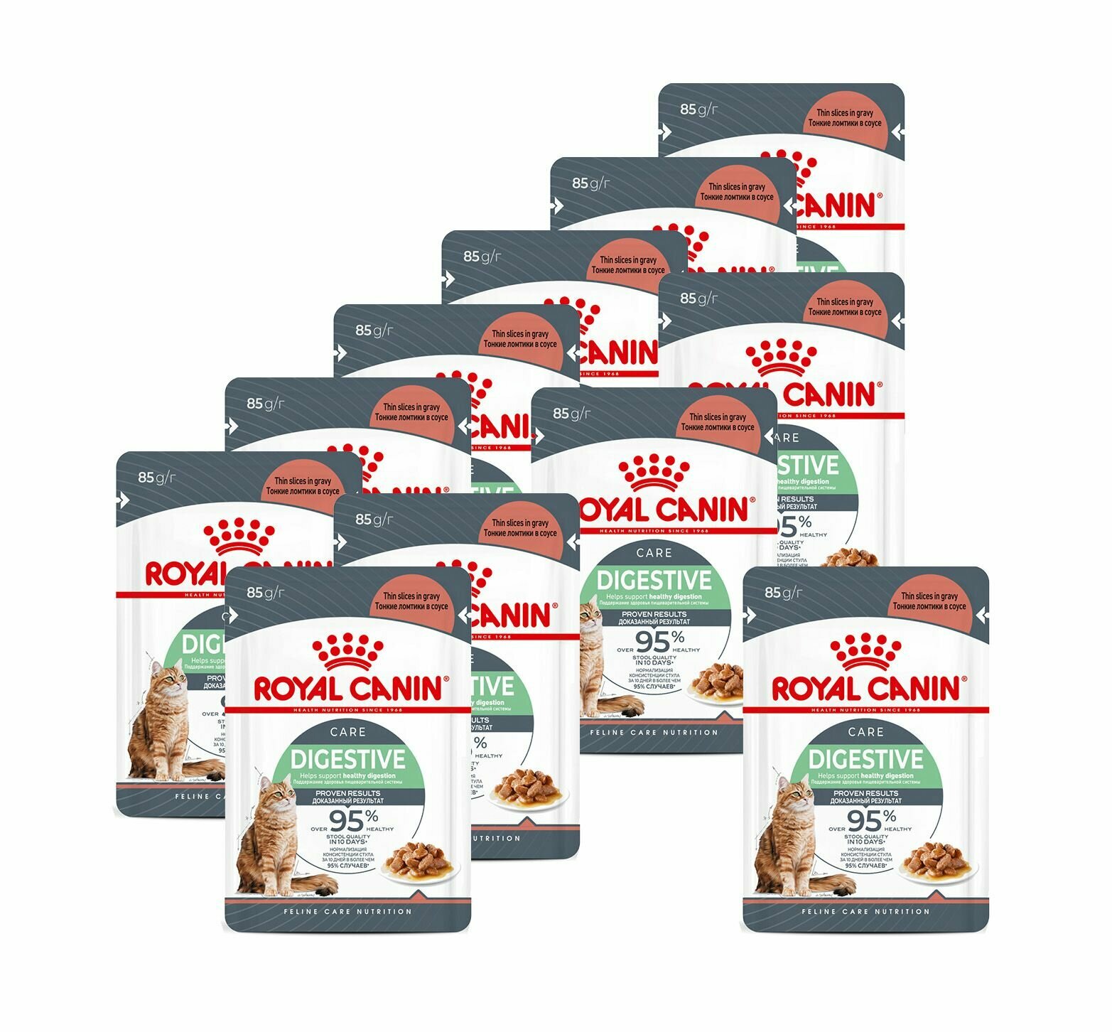 Royal Canin Digestive Care влажный корм для взрослых кошек с чувствительным пищеварением, в паучах, в соусе - 85 г х 12 шт.