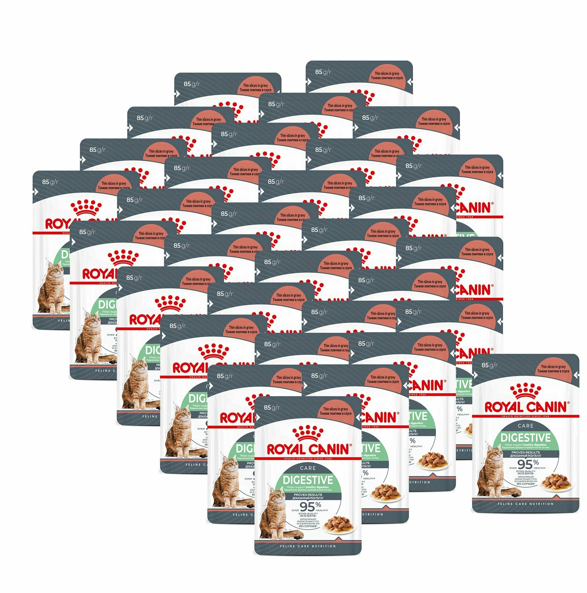 Royal Canin Digestive Care влажный корм для взрослых кошек с чувствительным пищеварением, в паучах, в соусе - 85 г х 32 шт.