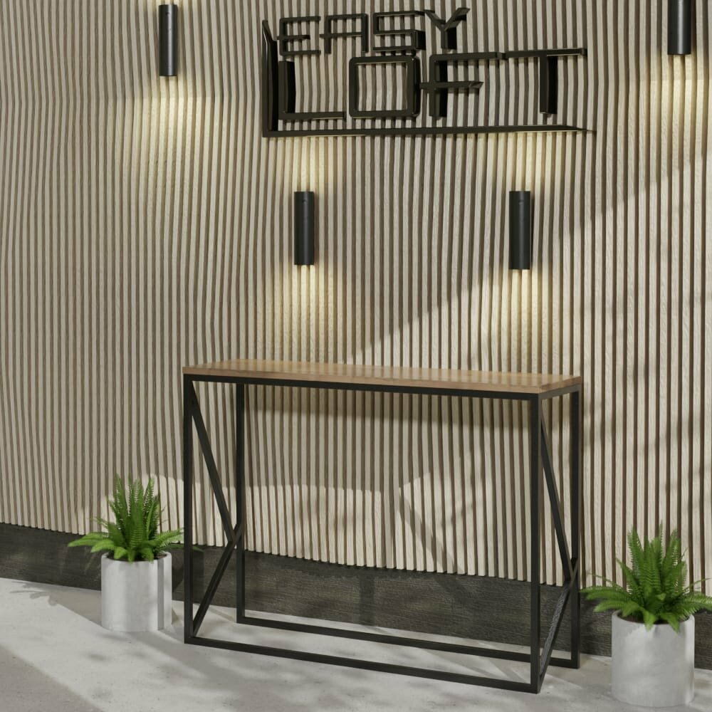 Консоль "EasyLOFT" в стиле лофт из массива хвойных пород, для гостиной, с размерами 80х40х100 см