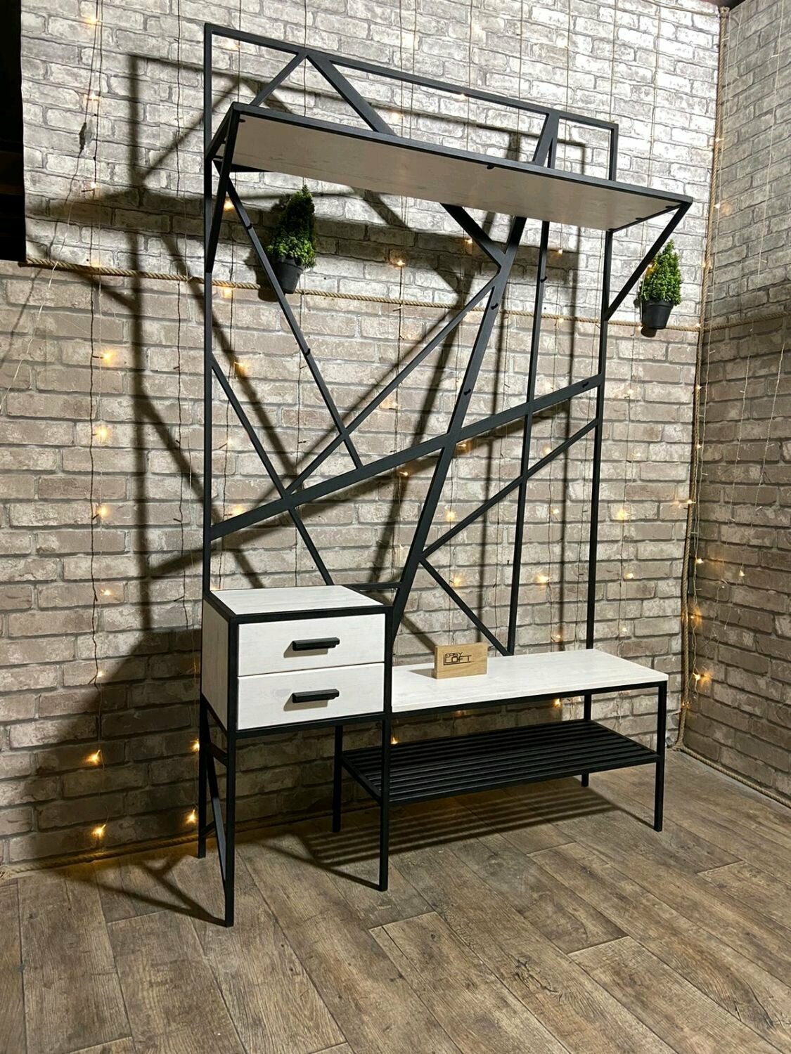 Гардеробная "EasyLOFT" в стиле лофт, обувница, вешалка, 130х35х230 см.