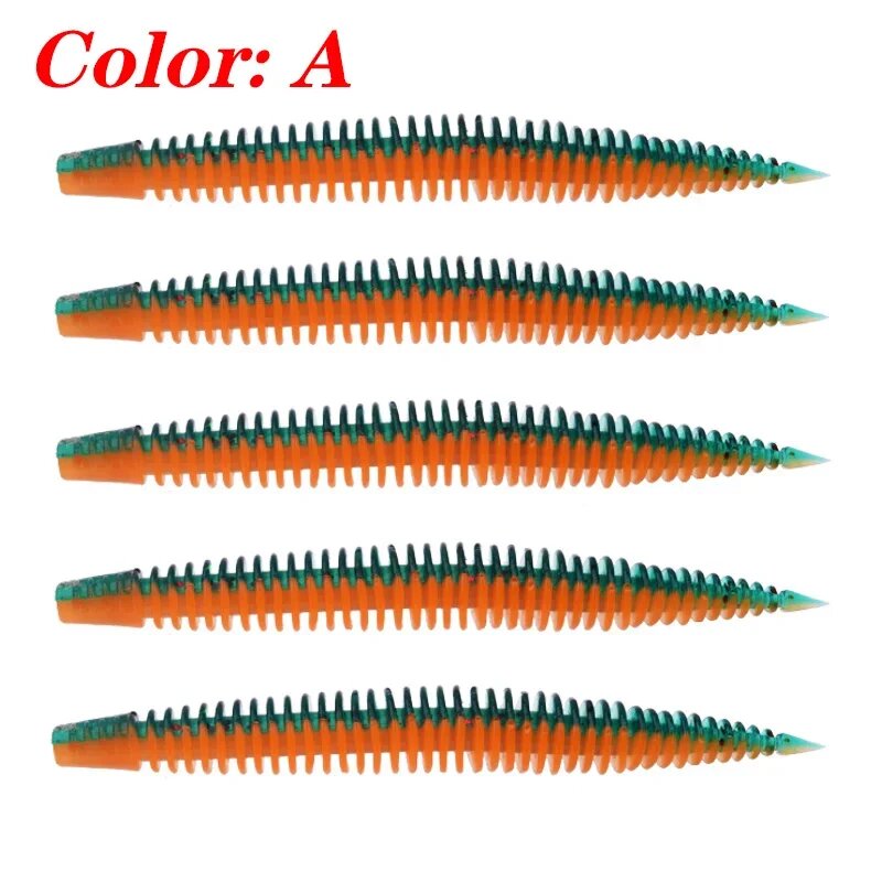 10 шт, мягкие приманки WDAIREN Larva Pin Tail, 8 см, двойные цвета A