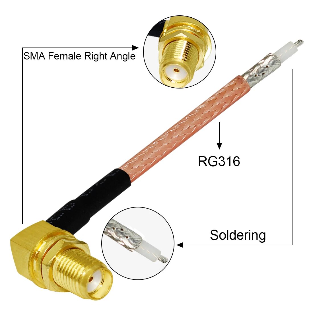 SMA Pigtail Cable DexMRtiC 30cm, SMAKW-solder