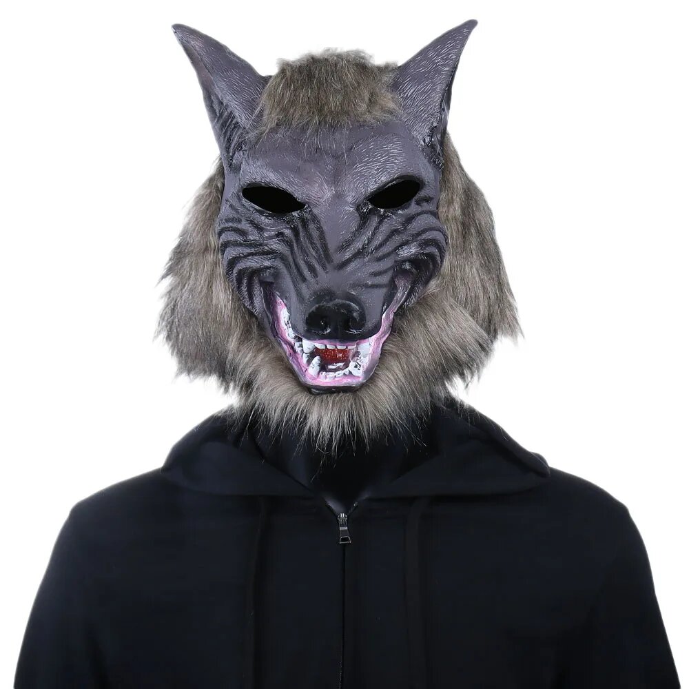 Латексная маска оборотня gray wolf mask