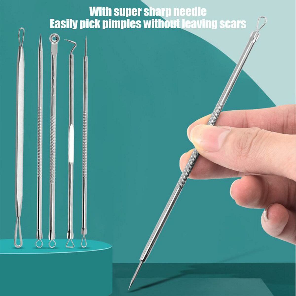 Набор игл для удаления угрей и черных точек, многокомпонентный - инструмент для глубокого очищения кожи лица