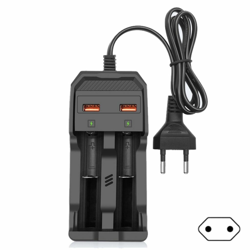 Зарядное устройство для литиевых батарей 18650, 2 слота, безопасная зарядка, быстрая 26650/21700/18650/18500, перезаряжаемые