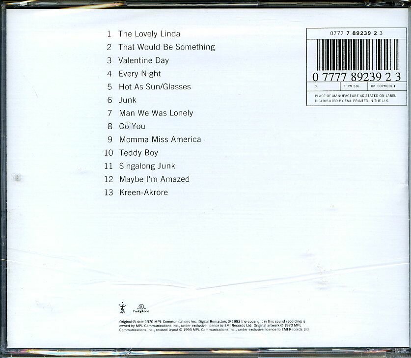 Paul McCartney Collection - McCartney 1Музыкальный диск — фото 1