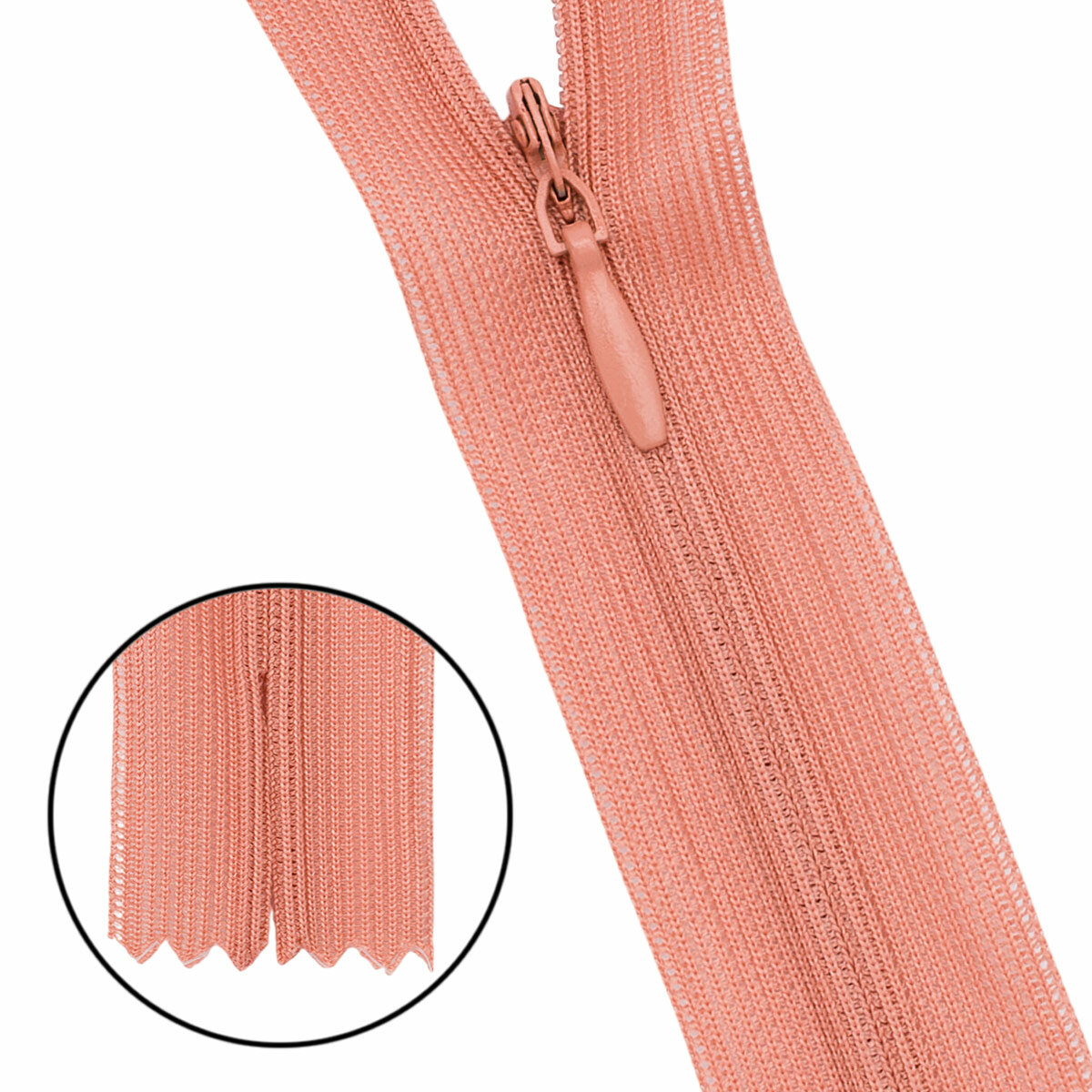 Молния потайная неразъёмная, Т3, 50 см (нейлон) (F156 розовый), 10 шт