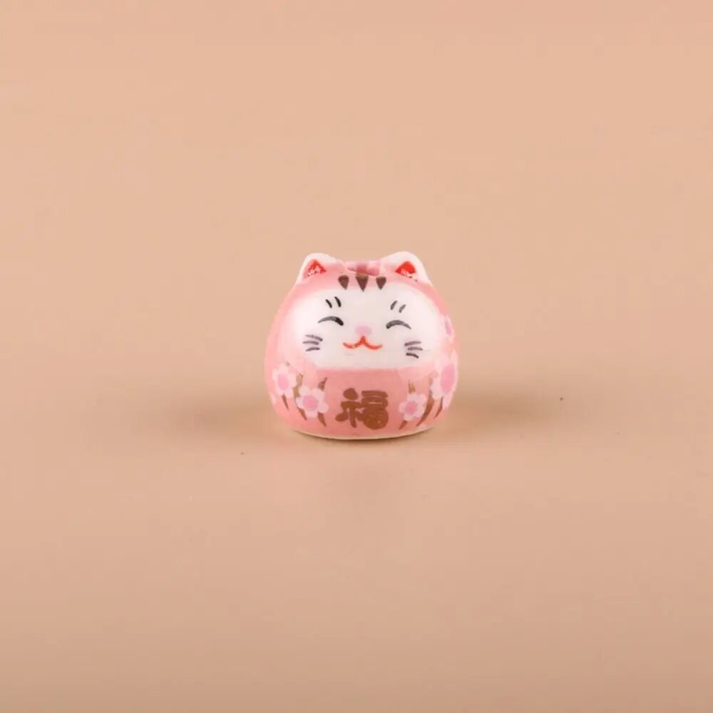 Керамическая бусина "Счастливый кот" Pink